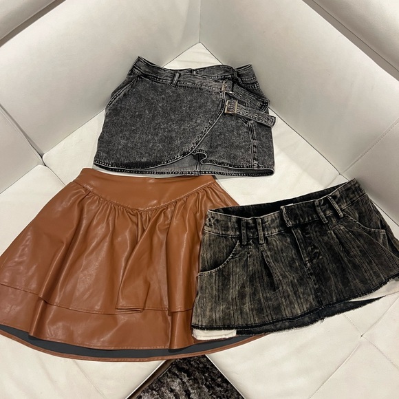 Express | Skirts | Express Black And Brown Mini Skirt Trio | Poshmark